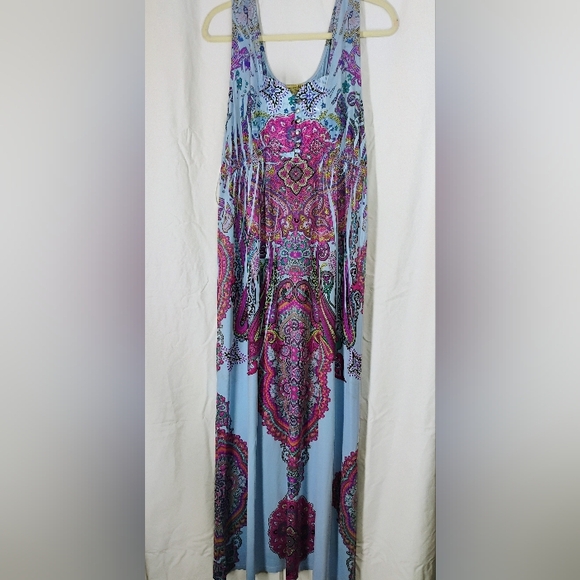 ONE WORLD | Dresses | One World Womens Maxi Dress Blue And Pink | Poshmark